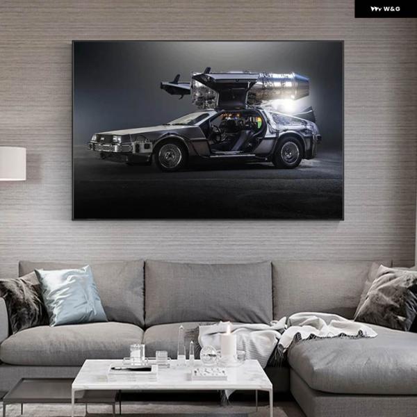 映画『バックトゥフューチャー』 車 デロリアン タイムマシン キャンバス ポスターとプリント 壁に描かアート 絵画 写真 ホームデコレーション カスタム パーツ アクセサリーHigh-concerned chemical:NoneIs Sm...