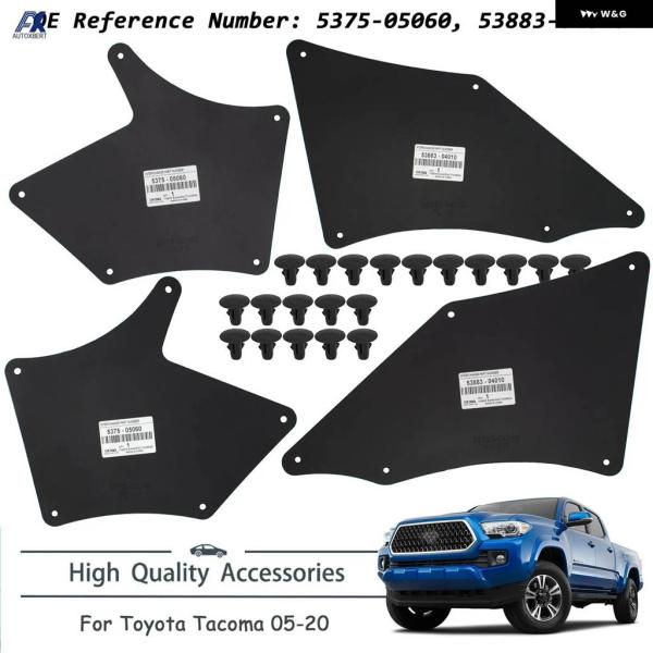 フェンダーライナー スプラッシュシールド トヨタ タコマ 2005-2023 エプロンシール マッドフラップ マッドガード ガード スカート クリップ リテーナー カスタム パーツ アクセサリーHigh-concerned chemical...