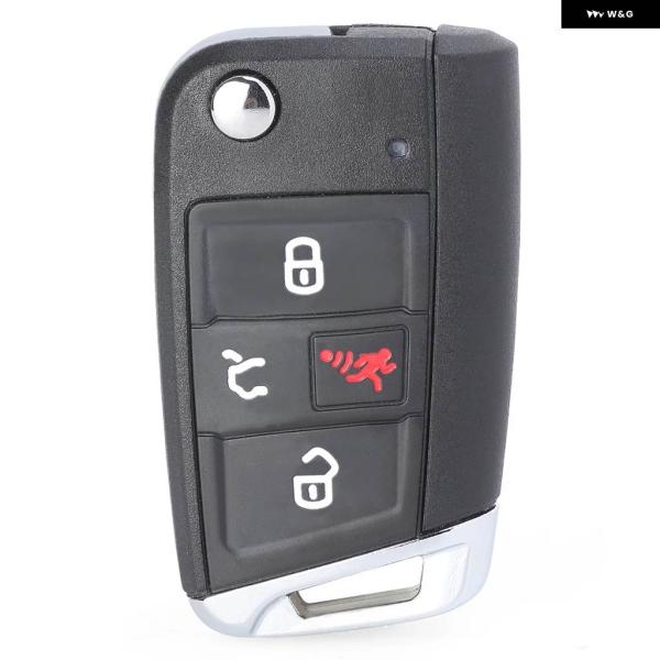 フリップリモートカーキーシェルケース 4ボタン フォルクスワーゲン ティグアン アトラス ジェッタ ゴルフ GTI NBGFS12A01 MQB P/N: 5G6 959 752 AC カスタム パーツ アクセサリーHigh-concern...