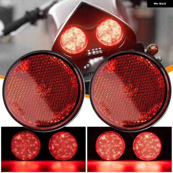 LED 12V ブレーキ ストップ ライト テール ドライビング ラウンド テールライト レッド リフレクター ATV オフロード バイク シグナル ランプ カー ライト カスタム パーツ アクセサリーFor Vehicle Brands/...