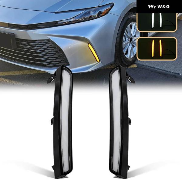 トヨタ カムリ 2024 2025 第9世代 LED デイタイム ランニングライト DRL ウィンカーランプ ホワイト イエロー フロント バンパー デイライト 12V カスタムパーツ アクセサリー 交換用部品Hign-concerned ...