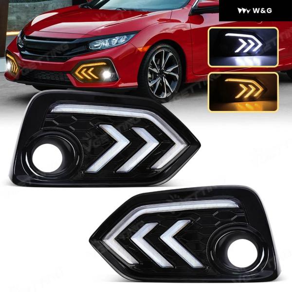 DRL ホンダ シビック ハッチバック 2016-21 第10世代 デイタイム ランニングライト LED ウィンカーランプ ホワイト イエロー カスタムパーツ アクセサリー 交換用部品Hign-concerned Chemical:None...