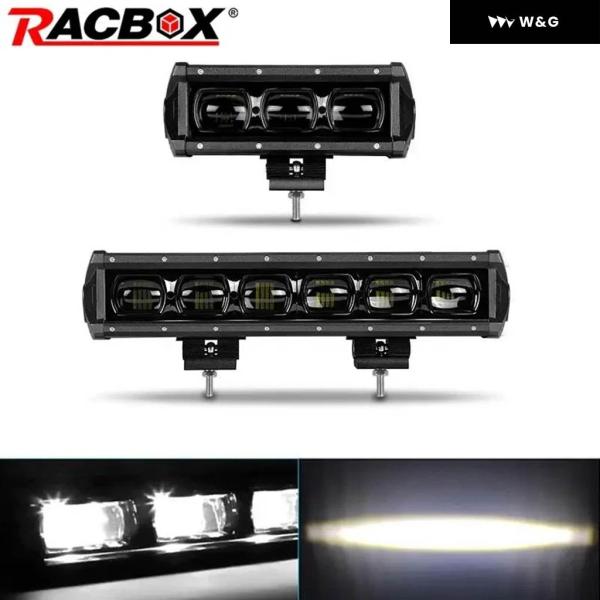 6Dレンズ 8インチ 14インチ LED ライトバー フラッドビーム ワーク ライトバー オフロード 4X4 ドライビング フォグランプ ホワイト 6000K ピックアップ ワゴン UTB 12V 24V カスタムパーツ アクセサリー 交換...