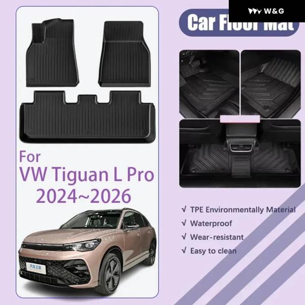 LHD カーフロアマット VW フォルクスワーゲン ティグアン L PRO MK3 2024 2025 2026 5座席 フット 防水 パッド カスタム ライナーマット カーアクセサリー カスタムパーツ アクセサリー 交換用部品Hign-c...