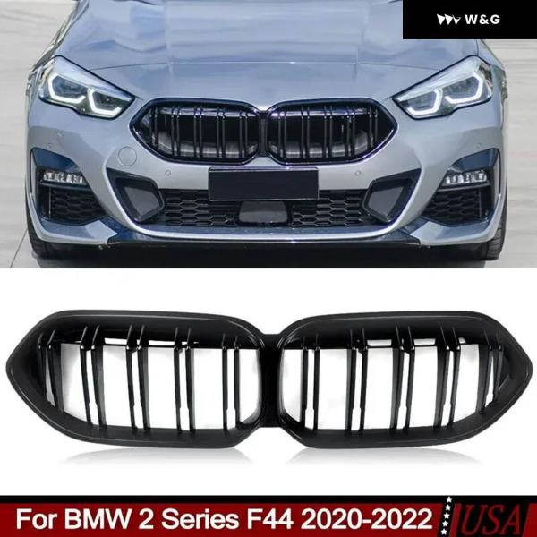 BMW F44 220I グランクーペ 2020-2022 デュアルスラット フロント バンパー グリル グロスブラック カスタムパーツ アクセサリー 交換用部品Item Weight:1570gItem Height:11cmItem W...