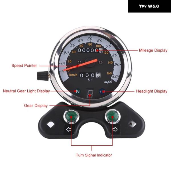 汎用 12V オートバイ バイク LCD LEDデジタル測定オドメータースピード メーター オイルゲージ カスタム ホンダ ヤマハ スズキ カワサキ BMW カスタムパーツ アクセサリーSpecial Features:Tachometer...