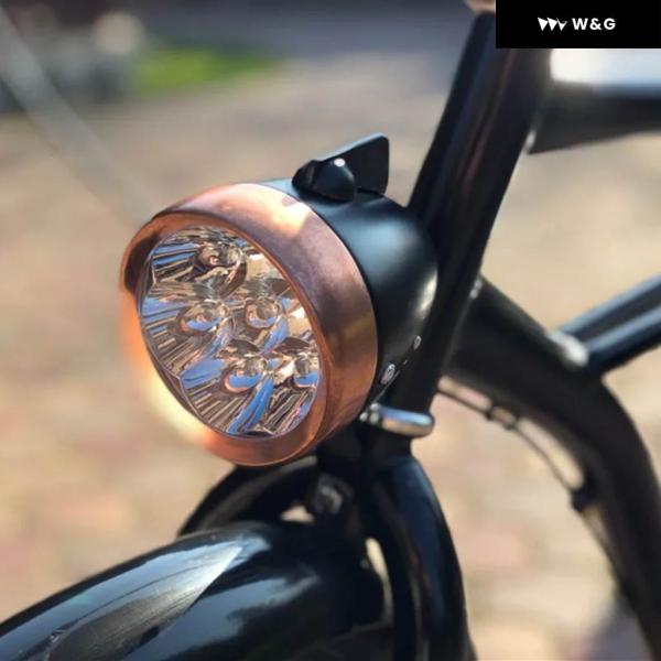 -レトロ自転車品バッテリーLEDライト/ LED自転車 ヘッドライト /自転車ライト銅/フロント ヘッドライト Q039 カスタムパーツ アクセサリーIntelligent sensing:NHign-concerned Chemical:...