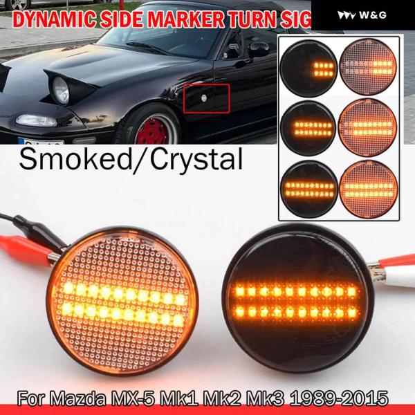 2XダイナミックLEDウィンカーサイド マーカーライト マツダ MX5 MX-5 MK1 MK2 MK3 1989 1990 1991-2015リピーターランプフローイング インジケーター カスタムパーツ アクセサリーHign-concer...