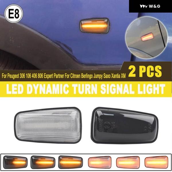 プジョー 306 106 406 806 エキスパートパートナー シトロエン ベルリンゴ ジャンピー サクソ エグザンティア XM ZX LEDダイナミックサイドマーカー ウィンカーライト カスタムパーツ アクセサリーHign-concer...
