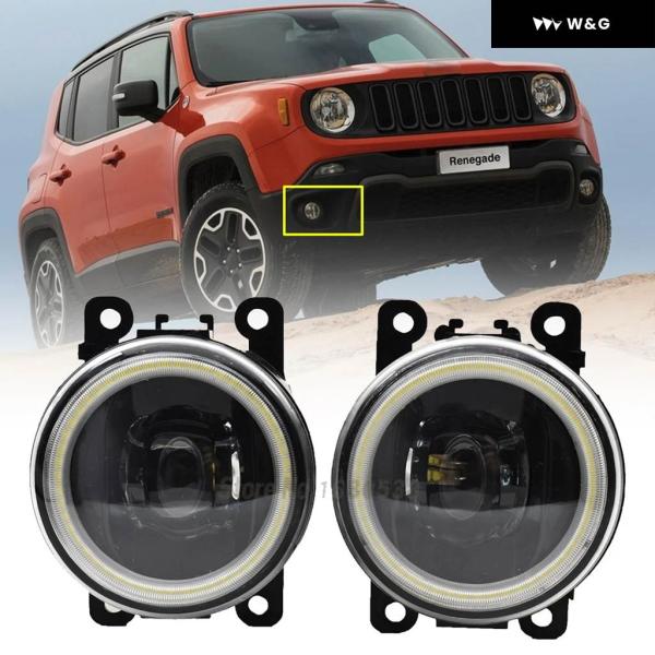 2個 LED エンジェルアイ フォグライト 車フロント フォグランプ DRL ジープ チェロキー KL 2014 -2016/ コンパス 2017 / レネゲード BU 2016 2017 2018 カスタムパーツ アクセサリーHign-c...