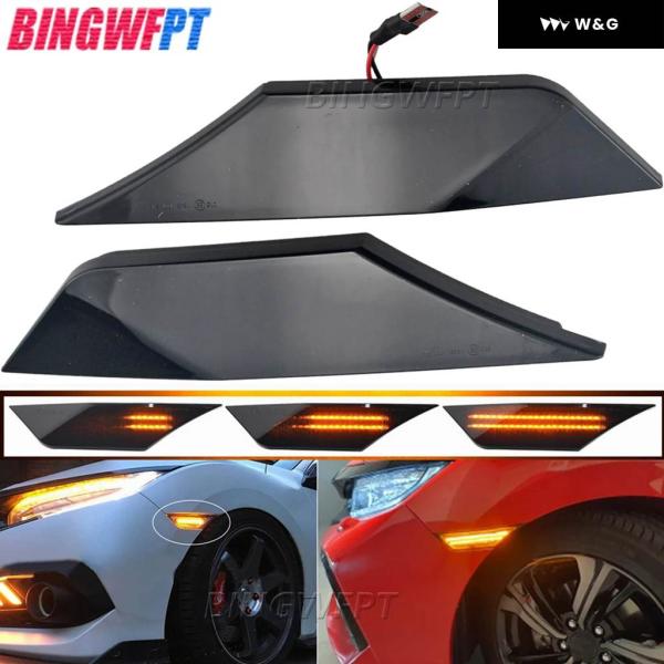 2個 スモークレンズ LED サイドマーカーランプ 車用ライト ホンダ シビック 2016-2020 OE#34300-TET-H01 オート リフレクター ウィンカーライト カスタムパーツ アクセサリーHign-concerned Che...