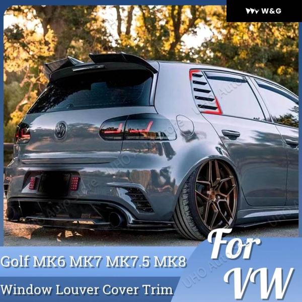 2PCS 車用リアシャッターカバー トリム ウィンドウルーバー サイドベント トリム VW ゴルフ 6 ゴルフ 7 ゴルフ 7.5 ゴルフ 8 MK7/7.5/8/4 ゴルフ 4 GTI GTD R カスタムパーツ アクセサリーHign-c...