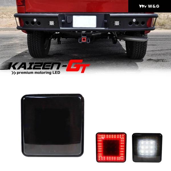 1PC 赤白 LED テール ブレーキライト バックアップ リバースライト ピックアップ トラック SUV ジープ クラス III 2インチ X 2インチ ヒッチレシーバー付き カスタムパーツ アクセサリーHign-concerned Ch...