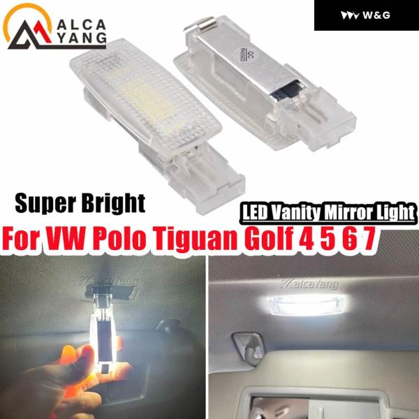2X CANバス LED インテリア サンバイザー 化粧鏡 ライト 車用ドーム天井ランプ VW ゴルフ 4 5 6 7 パサート ジェッタ ポロ ビートル フェートン カスタム パーツ アクセサリーHign-concerned Chemic...