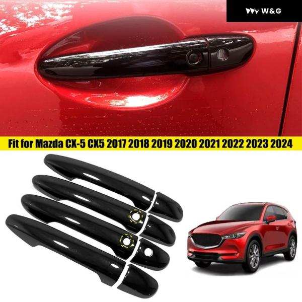 マツダ CX-5 CX5 2017-2024/ CX-8 2019-2023 アクセサリー ABS 光沢ブラック 外装 ドアハンドル カバー トリム 左ハンドル 専用 カスタム パーツ アクセサリーHign-concerned Chemic...
