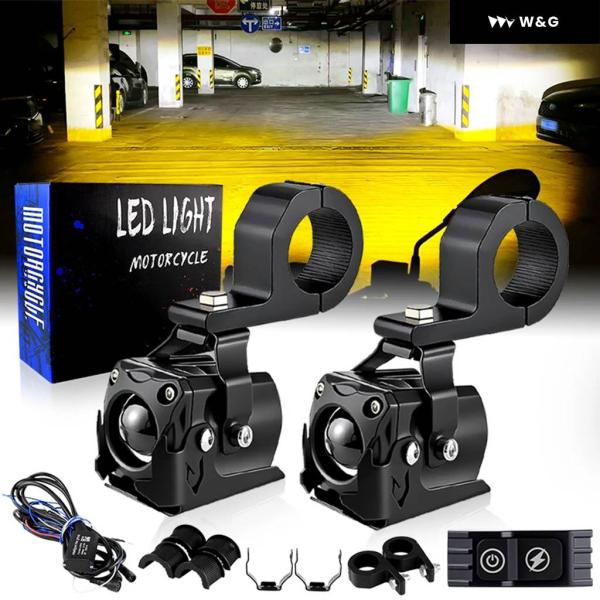 1セット M6 40W オートバイ バイク ヘッドライト フォグランプ LED 補助 ドライビングライト スポットライト ヘッドランプ デュアルカラーフラッシャー モト フォグランプ カスタム パーツ アクセサリーHign-concerne...