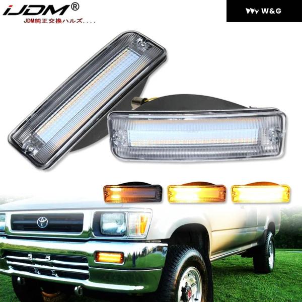 1993-1998 トヨタ T100 車用 バンパー シーケンシャル アンバー ウィンカー スイッチバック ホワイト LED デイタイム ランニングライト 1156 カスタム パーツ アクセサリーHign-concerned Chemica...