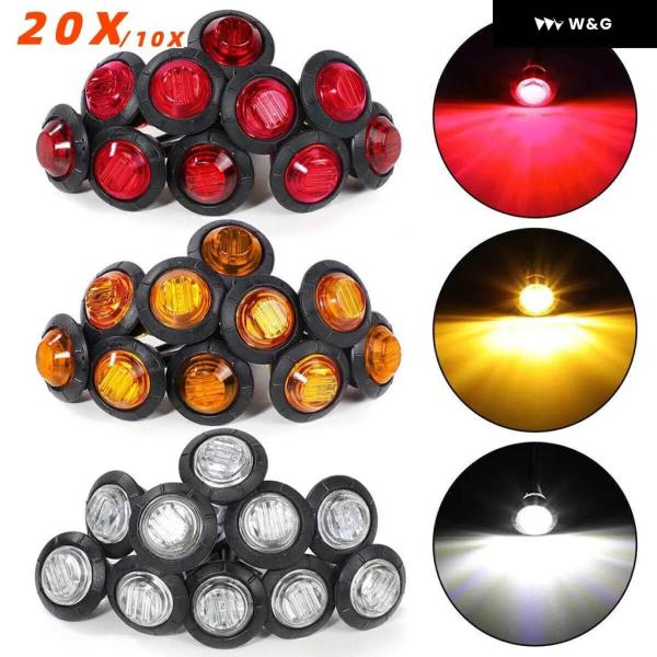 10個 3/4インチ ラウンドLEDサイド マーカーライト クリアランス フロント リア シグナルランプ インジケーター ライト トラック トレーラー ボート テールライト カスタム パーツ アクセサリーHign-concerned Che...