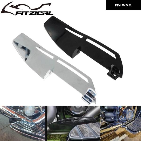 オートバイ バイク ドライバー フットボード ヒールガード ブラック/クローム ハーレー ツーリング ロードキング エレクトラグライド 1986-2022 ソフテイル スリムFLSダイナ カスタム パーツ アクセサリーProtective ...