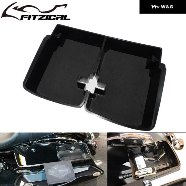 オートバイ バイク ブラックハードトップシェルフ サドルバッグ トレイ オーガナイザー ハーレー ツーリング ロードキング エレクトラストリートグライド FLHR カスタム 2014-2019 カスタム パーツ アクセサリーProtecti...