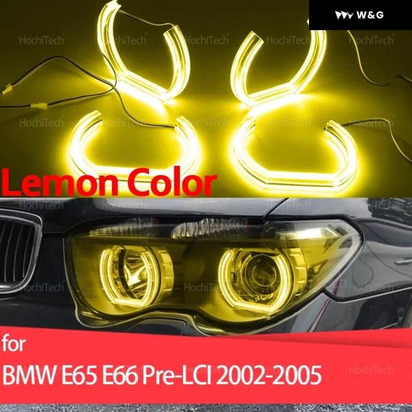 デイライト DRL エンジェルアイ LED CSL スタイル レモンイエロー ヘッドライト リングキット BMW 7シリーズ E65 E66 PRE-LCI 745I 745LI 760LI 760I カスタム パーツ アクセサリーHign...