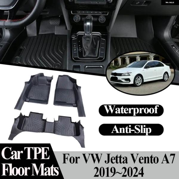 TPE製カーフロアマット 防水 滑り止め カーペット フット パッド カバー カーペット パッド フット パッド フォルクスワーゲン VW ジェッタ ヴェント A7 2019~2024 カスタム パーツ アクセサリーHigh-concern...