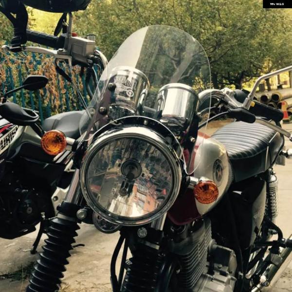 オートバイ ウインドシールド 1999 - 2018 2019 2020 カワサキ W800 W650 W 800 650 ウインドスクリーン スクリーン ブラケット ヘッドライト マウント グレー カスタム パーツ アクセサリーItem ...