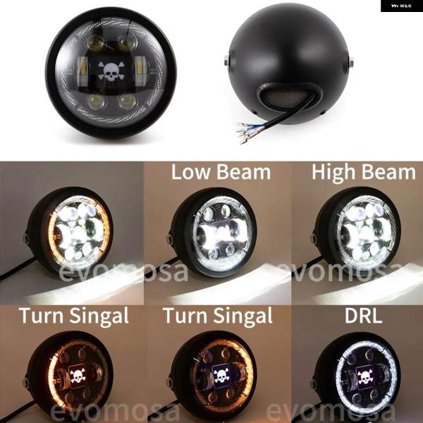 汎用 6.5インチ LED バイク ヘッドライト ハイ/ロービーム ウィンカーランプ レトロ ヘッドランプ ホワイト DRL ダイナ スポーツスター ソフテイル カスタム パーツ アクセサリーHigh-concerned chemical:...