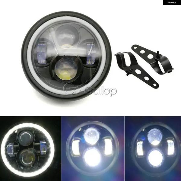 6.5インチ オートバイ LED ヘッドライト HILO ヘッドランプ バルブ DRL エンジェルハローリング付き ホンダ ハーレー カフェレーサー クルーザー チョッパー カスタム パーツ アクセサリーHigh-concerned che...