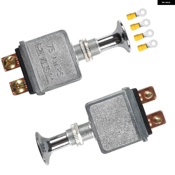 プッシュ プルスイッチ 2個 75アンペア 6〜28V DC 2ポジション SPST スペード端子付き 高アンペア 制御 カスタム パーツ アクセサリーHigh-concerned chemical:NoneOrigin:Mainland ...