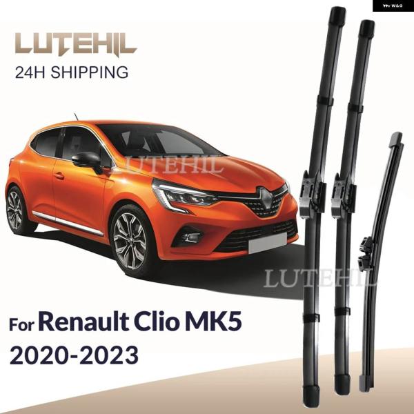 ワイパー ルノー クリオ MK5 2020-2023 2021 2022 フロントリア ワイパー ブレード フロントガラス ウインドウブラシ 28インチ 12インチ 10インチ カスタム パーツ アクセサリーHigh-concerned c...