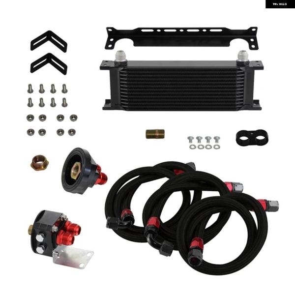 13列 AN10 汎用 エンジン トランス ミッション オイルクーラー 英国 移設キット ブラック カスタム パーツ アクセサリーSpecial Features:oil coolerItem Weight:4kgItem Height:1...