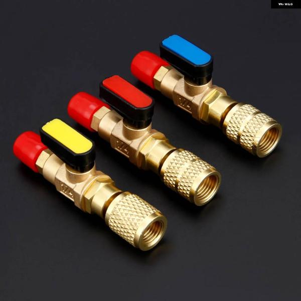 3パーツ HVAC エアコン 直降ボール バルブ アダプター R410A R22 R12 1/4インチ 5/16インチ SAE 男性式 エアコン 冷蔵工具 カスタム パーツ アクセサリーHigh-concerned chemical:Non...