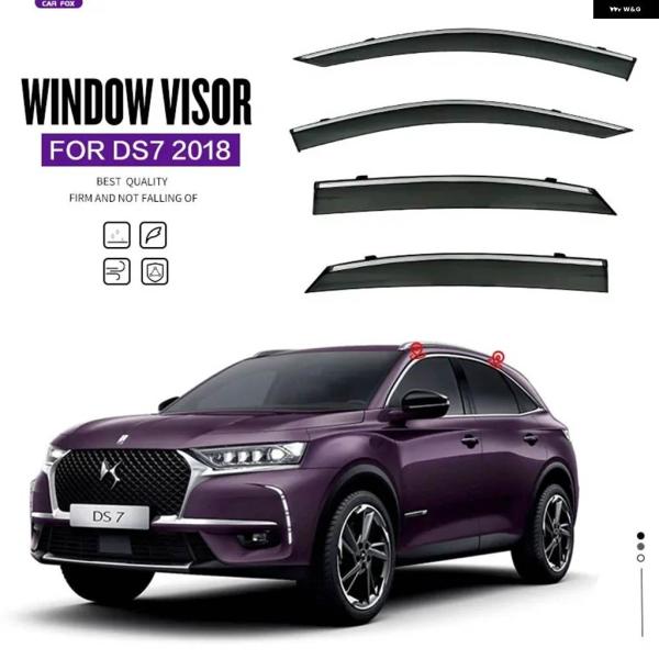 シトロエン DS7クロスバック 2018-2024年モデル用 ウィンドウバイザー アウター トリム クロームアクセサリーレインギアードドアバイザーベントシェード ベントバイザー カスタム パーツ アクセサリーMaterial:Plastic...