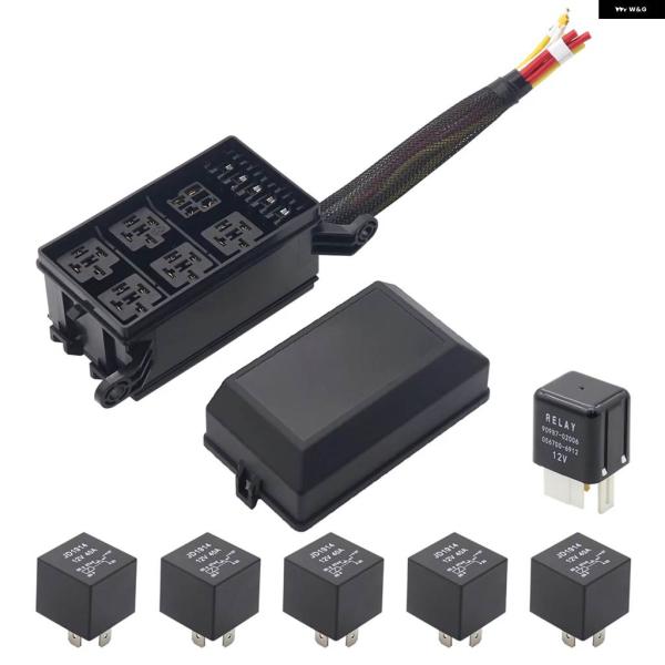 12Vヒューズリレー ボックス ホルダー 4ピン40Aオートヒューズリレーブロック配線 ハーネス パワーディストリビューション ボックス 付きオフロード トラック トレーラー用 カスタム パーツ アクセサリーHigh-concerned c...