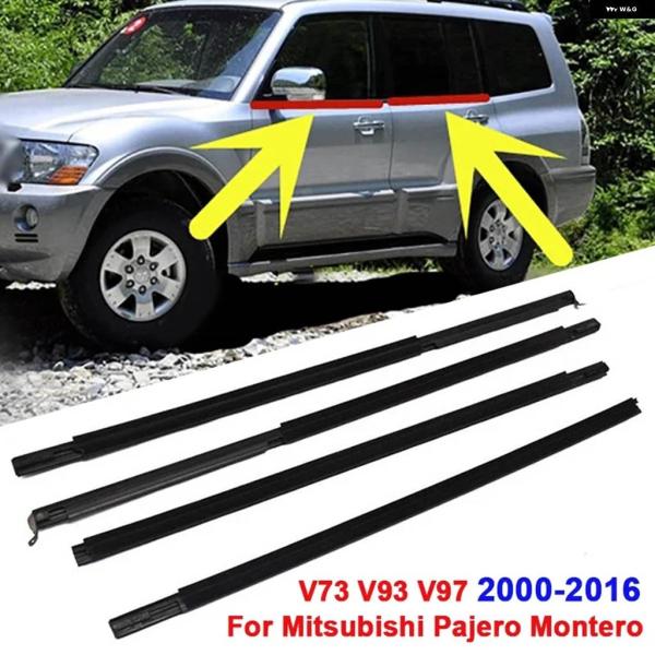4ピース 三菱 パジェロ モンテロ V73 V93 V97 2000-2016 車用窓ガラスサイドドア外シールモールディング トリム カスタム パーツ アクセサリーHigh-concerned chemical:NoneItem Type:...