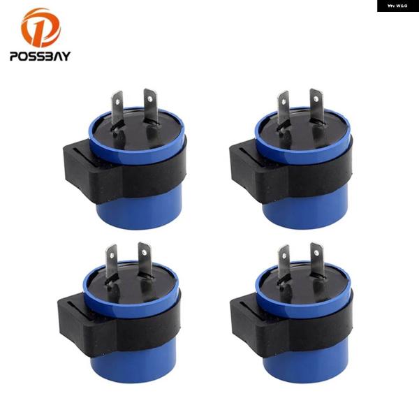 4個 DC 6V 12V 入力 バイク インジケーターリレー フラッシャー ブルー 内蔵ブザー フラッシャー LED ウィンカー ブリンカー 2ピン モーターブザー カスタム パーツ アクセサリーBattery Included:NoHig...