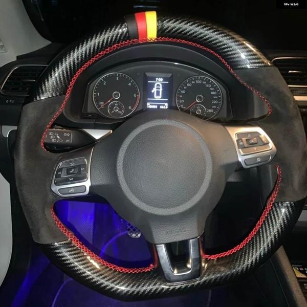 滑り止めスエードカーボンカーステアリングホイール編組カバー フォルクスワーゲン ゴルフ 6 GTI MK6 シロッコ R カスタム パーツ アクセサリーHigh-concerned chemical:NoneSpecial Features...