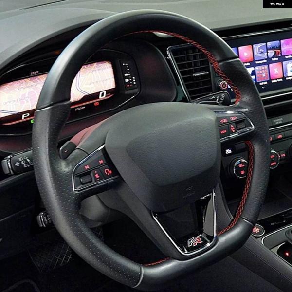 滑り止め人工皮革製カーステアリングホイールカバー シート LEON CUPRA R LEON ST CUPRA LEON ST CUPRA ATECA CUPRA ATECA FR カスタム パーツ アクセサリーHigh-concerned...