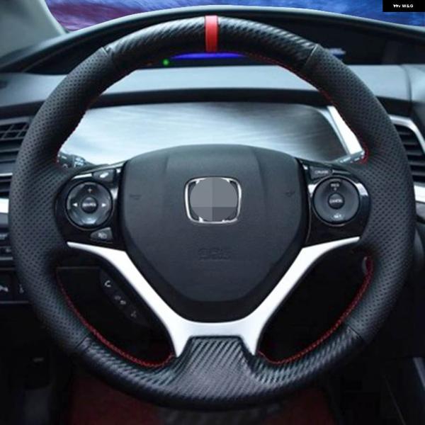 カスタム DIY レザーカー ステアリングホイールカバー ホンダ シビック シビック 9 2012 - 15 車内 カスタム パーツ アクセサリーHigh-concerned chemical:NoneSize:25*15*6Special...