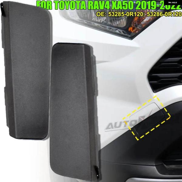 フロントバンパー 牽引フックカバーキャップ トヨタ RAV4 XA50 2019-2022 ブラック 牽引フックキャップ 53285-0R120 53286-0R120 カスタム パーツ アクセサリーHigh-concerned chemi...
