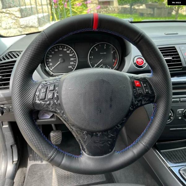 DIY ステアリングホイール 編み込み 人工皮革 カーステアリングホイールカバー BMW M スポーツ M3 E91 E90 E93 E82 E92 E84 E87 E81 E88 カスタム パーツ アクセサリーHigh-concerned...