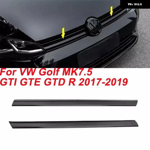 VW ゴルフ MK7.5 ゴルフ GTI GTE GTD R 2017-2019 スポーツ フルブラック フロントセンター グリル インサート グリル メッシュカバー モールディング トリム ガーニッシュ カスタム パーツ アクセサリーHi...