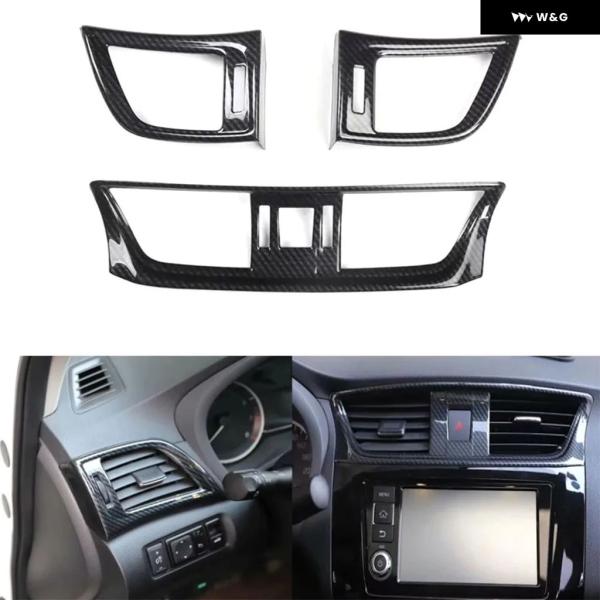 日産 セントラ シルフィ 2012-2015 2016-2019 LHD 車 ダッシュボード 中央サイド エアベント フレーム トリム スタイリング オートモールディング 3個 カスタム パーツ アクセサリーYear:2012-2015 2...