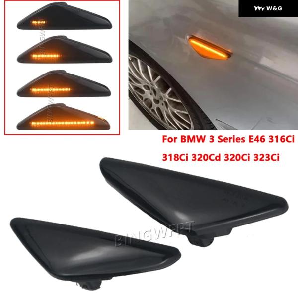 2個 ダイナミック LED サイド マーカーライト BMW E46 2D 2003-2006 325CI 330CI クーペ コンバーチブル ウィンカー インジケーター ブリンカーランプ カスタム パーツ アクセサリーHign-concer...