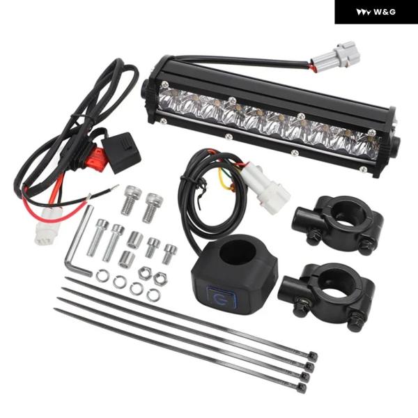 オートバイ バイク LED ライトバー ヘッドライト キット 取り付け ブラケット とスイッチ付き CRF250F CRF110F TTR110E YZF450 7/8インチ 22MM ハンドルバー カスタム パーツ アクセサリーHign-...