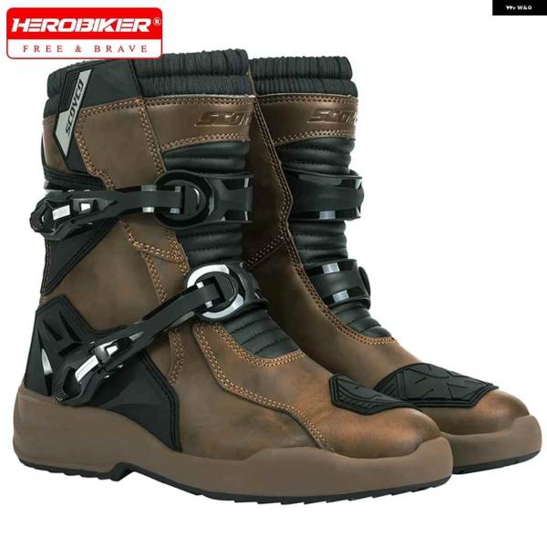 SCOYCO オートバイ バイク ブーツ 耐摩耗性 メンズ バイカー ブーツ 滑り止め オートバイ バイク ブーツ エンデューロ 防水 レザー モトクロス ブーツ カスタム パーツ アクセサリーWith or install Profess...