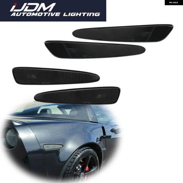 シボレー コルベット C6 2005-2013 フロント/リア フェンダー サイドマーカー ウィンカーライト パーキング ライトカバー シェル 電球 /ソケットなし カスタム パーツ アクセサリーHigh-concerned chemica...