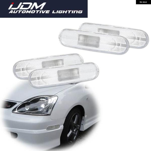 2002 - 05 ホンダ シビック SI EP3 3ドア車 フロント/リア フェンダー サイドマーカー パーキング ライトカバー シェル 電球 /ソケットなし カスタム パーツ アクセサリーHigh-concerned chemical:...