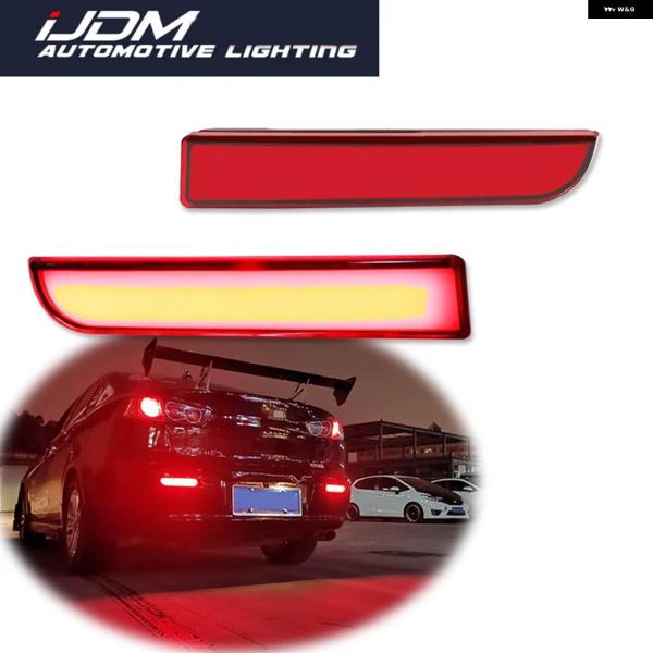 三菱 ランサーエボリューションX アウトランダー レッド LED バンパー リフレクター ライト ブレーキ テールライト シーケンシャルウィンカー付き 12V カスタム パーツ アクセサリーHigh-concerned chemical:N...